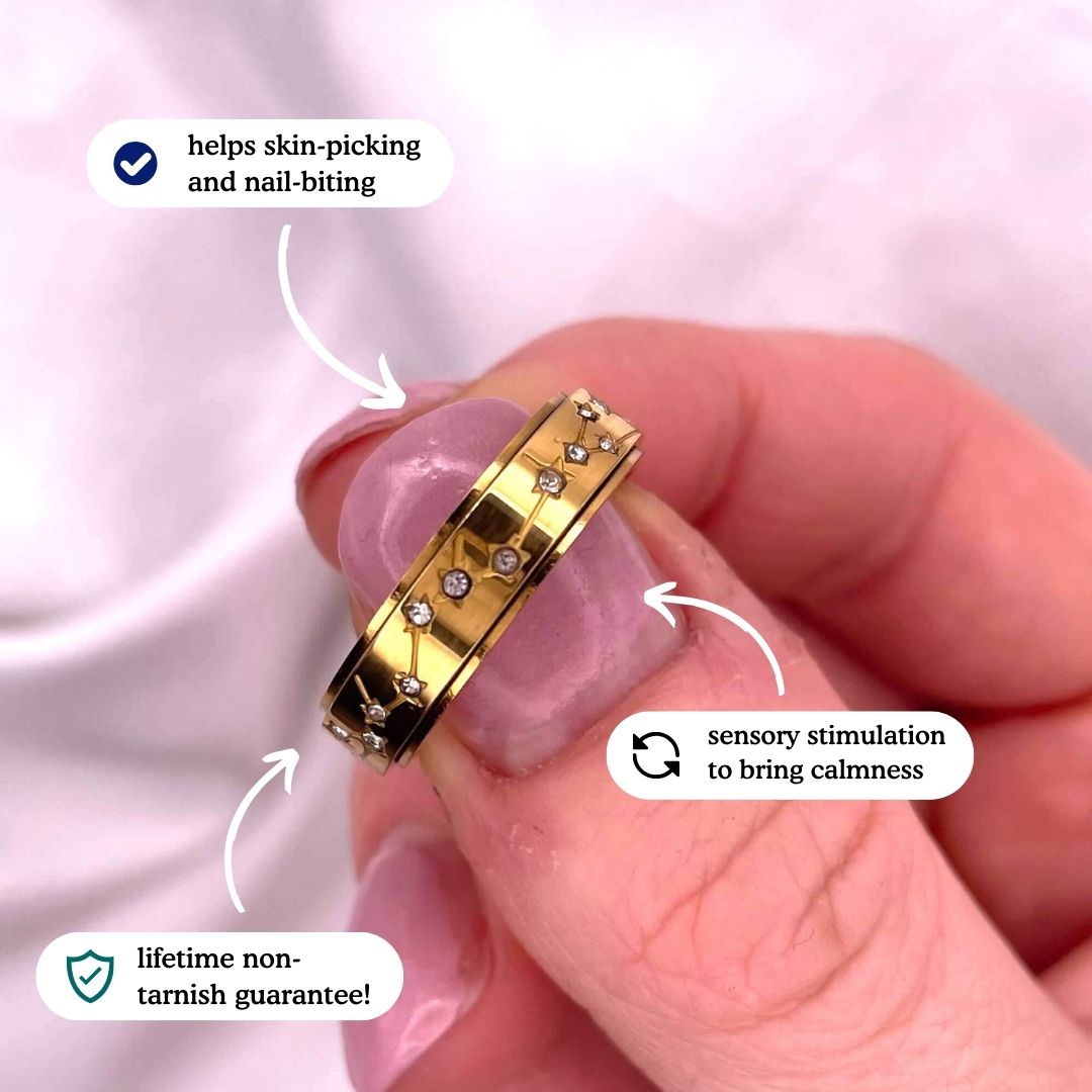 gold constellation crystal anxiety ring – Calm Collective